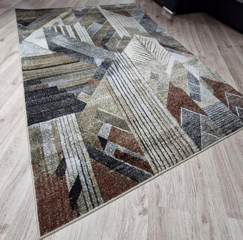 HU Hnědo-šedý vzorovaný koberec Villa 855 Rozměr: 60x100 cm