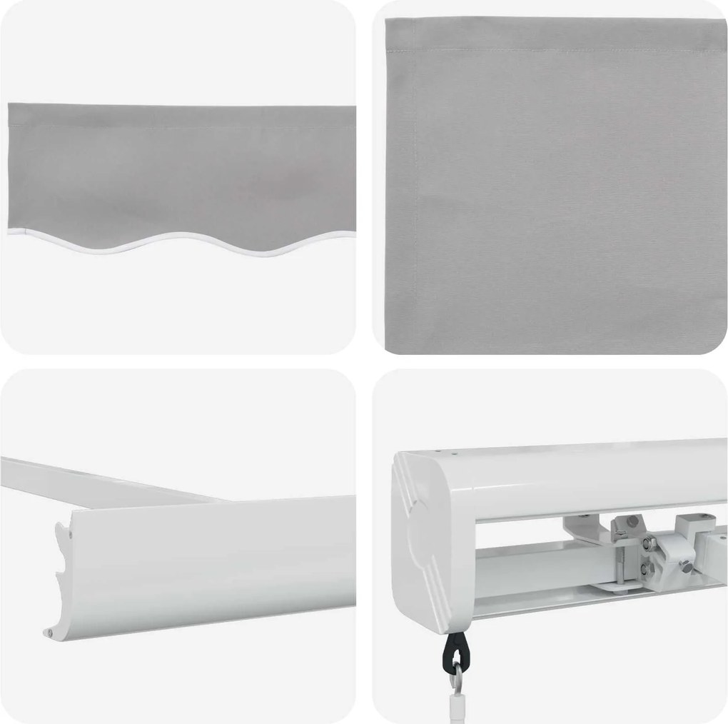 Stahovací markýza Světle šedá 300 x 250 cm Plátno a hliník 3330099