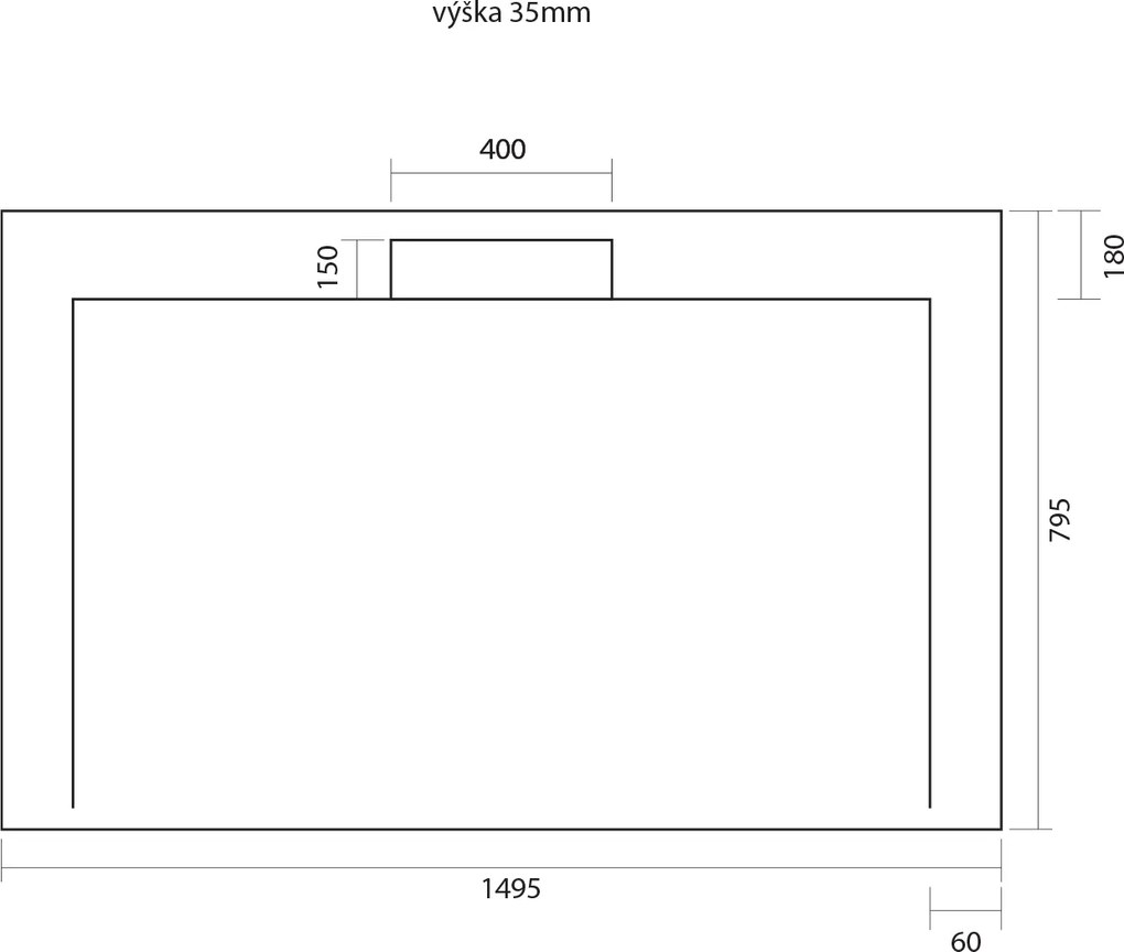 Gelco Irena HI15080 sprchová vanička 150 x 80 x 3,5 cm litý mramor