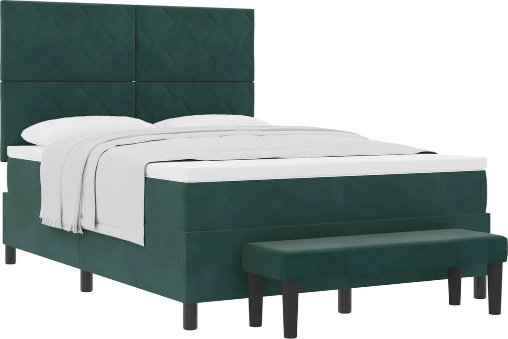 Postel s boxspringem s čelo Tmavě zelená 200 x 160 cm samet 3344591