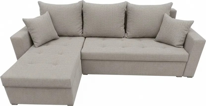 Rohová rozkládací sedací souprava do L LORENZA, 238 cm, s úložným prostorem Roh pohovky: Levý roh, Barva látky Sawana: Krémová (Sawana 01)