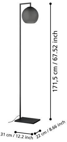 Eglo 390254 - Stojací lampa ARANGONA 1xE27/40W/230V kouřová