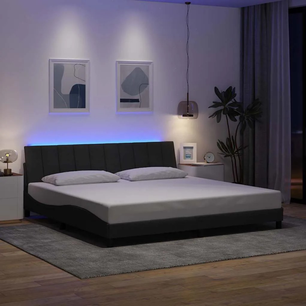 Rám postele bez matrace Hanko tmavě šedý 200 x 200 cm textil 3310483