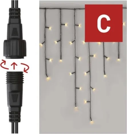Propojovací vánoční řetěz bez zdroje EMOS Connecting D1CW01 ZY1441 100LED krápníky 2,5x0,9m teplá bílá