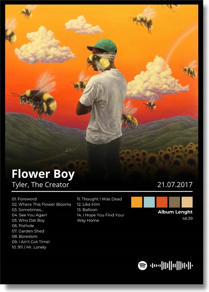 Plakát Tyler The Creator Flower Boy Dárek pro kluka dívky v rámečku