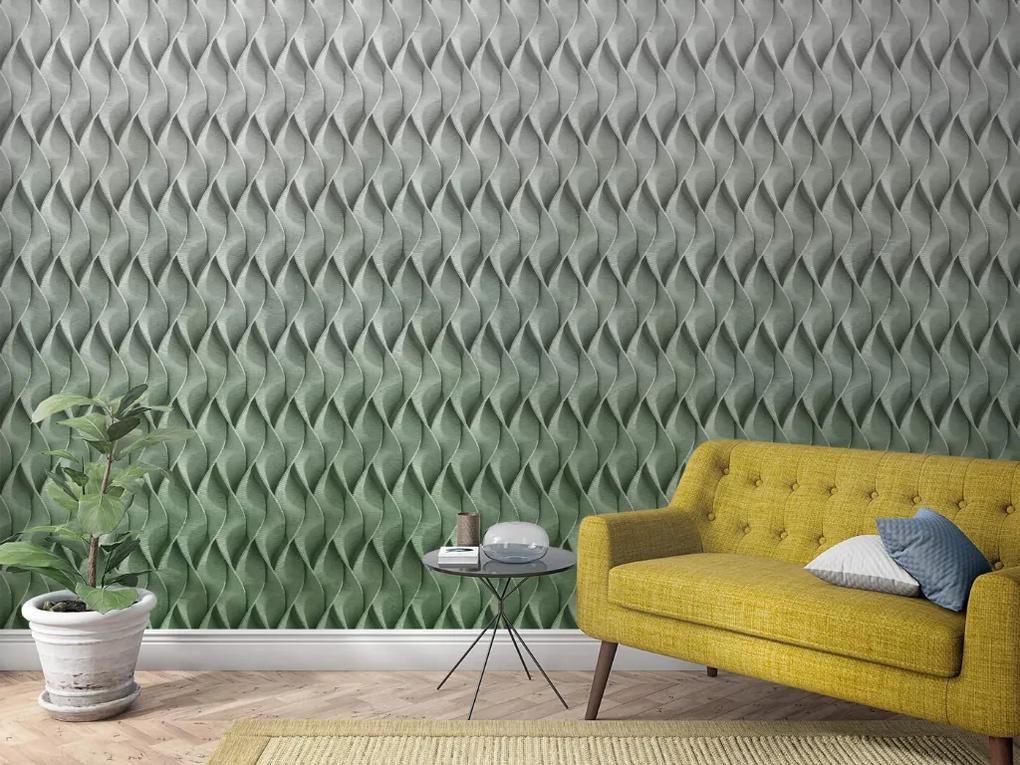 Marburg Designová tapeta mural s 3D efektem VLNKY zelené