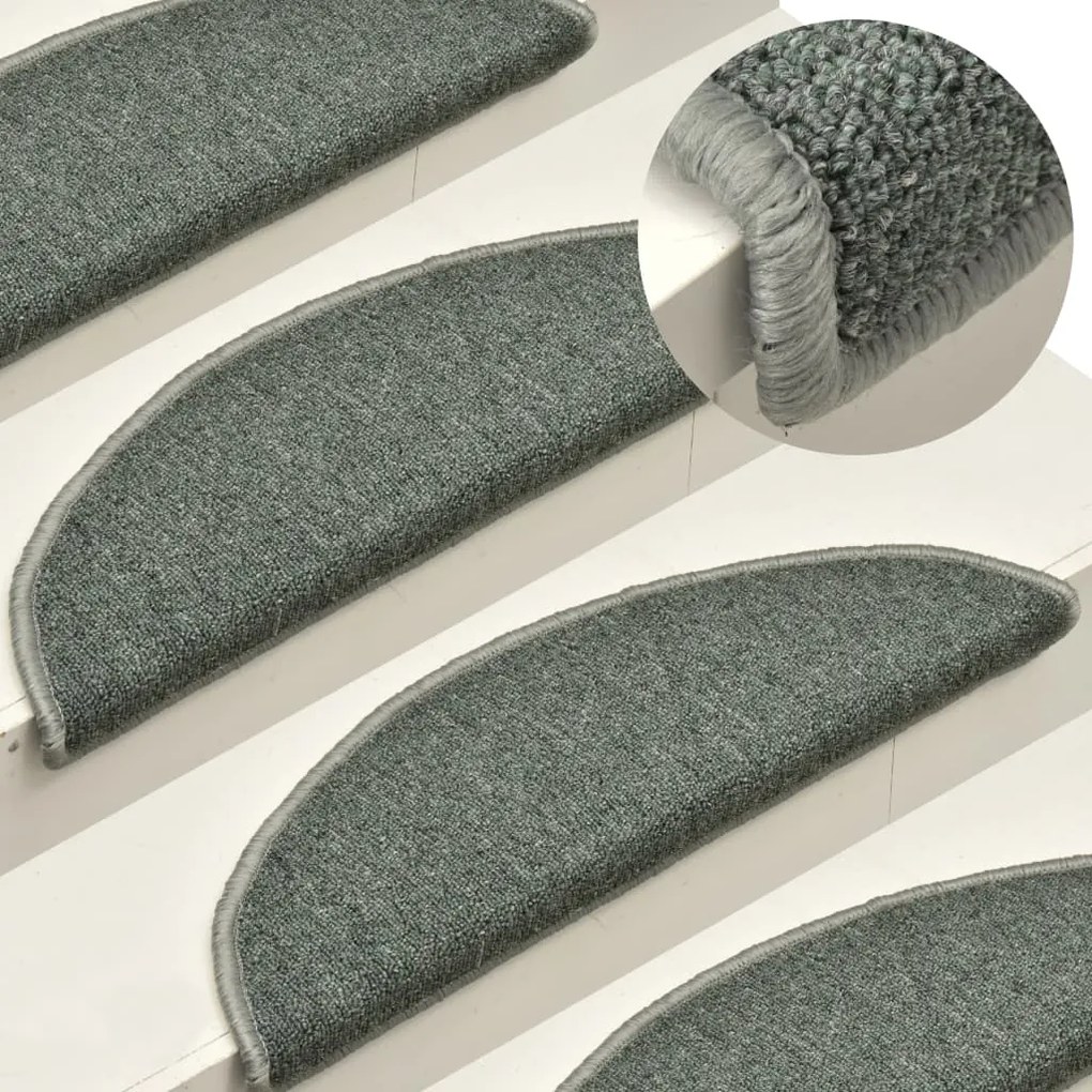 Schodové rohože 15 ks 56 x 17 x 3 cm tmavě zelené půlkulaté 322360