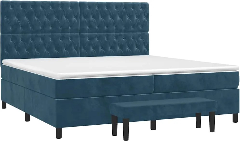 Box spring postel s matrací tmavě modrá 200x200 cm samet 3138047