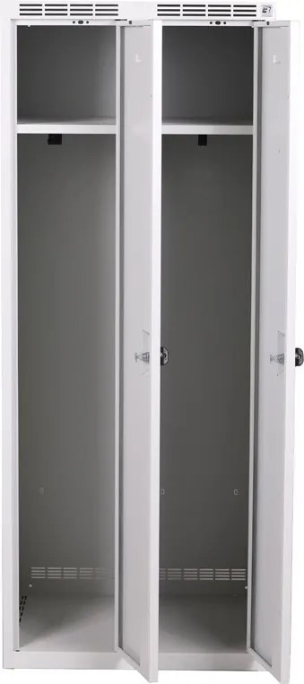 Kovová šatní skříňka S7, 2 oddíly, 1800 x 600 x 500 mm, demont, otočný zámek, grafitové dveře