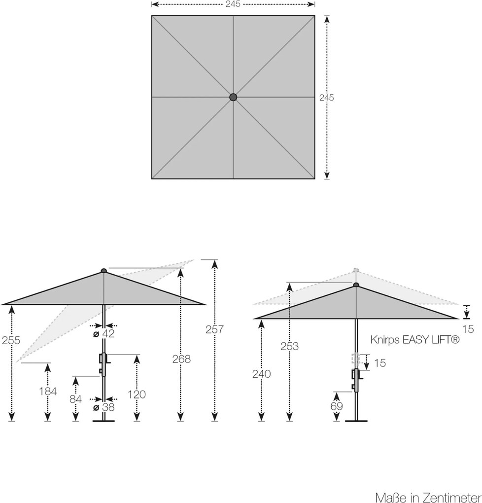 Knirps PHOENIX zahradní slunečník 245 x 245 cm bordó