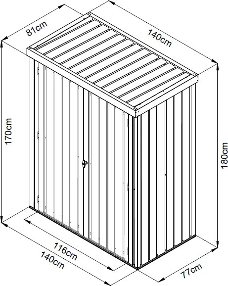 Zahradní domek BestBerg ZS-25A  / 1,1 m² / 81 × 140 × 180 cm / antracit