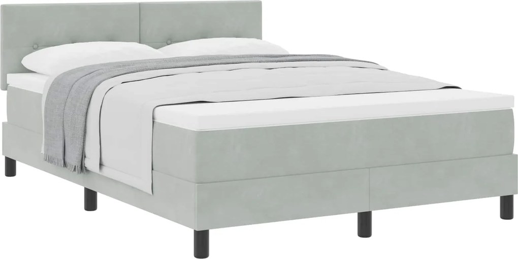 Postel s boxspringem s čelo Světle šedá 160 x 200 cm samet 3339182