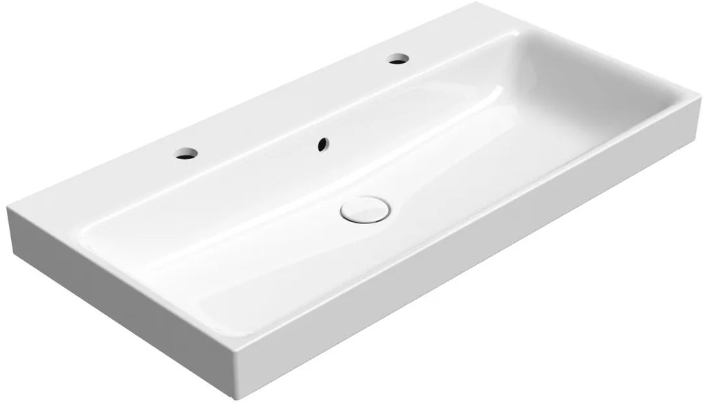 GSI NUBES keramické umyvadlo 100 x 50 cm 2 otvory s přepadem Extra Glaze bílá 9623211