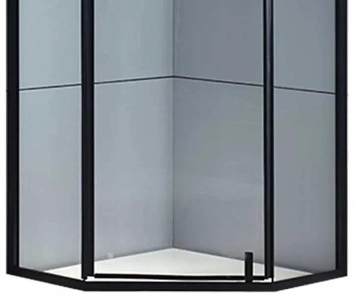BPS-koupelny Pětiúhelníkový sprchový kout HYD-PK4026B 90x90 cm černá/transparent + vanička HYD-PSV-SXL07B bílá