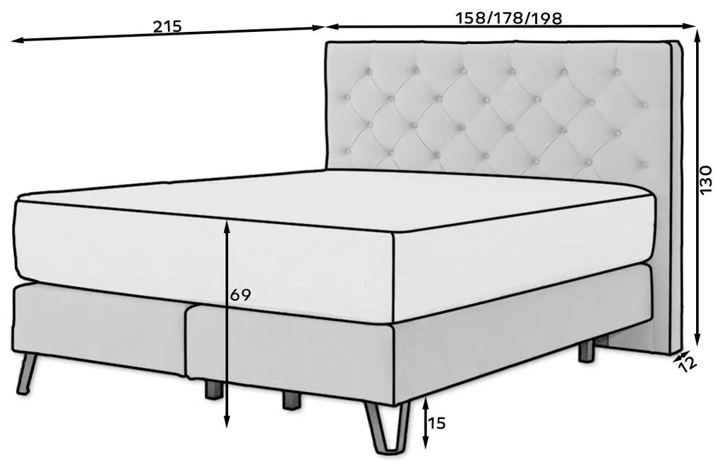 Luxusní postel s komfortní matrací Credo 180x200, šedá Nube