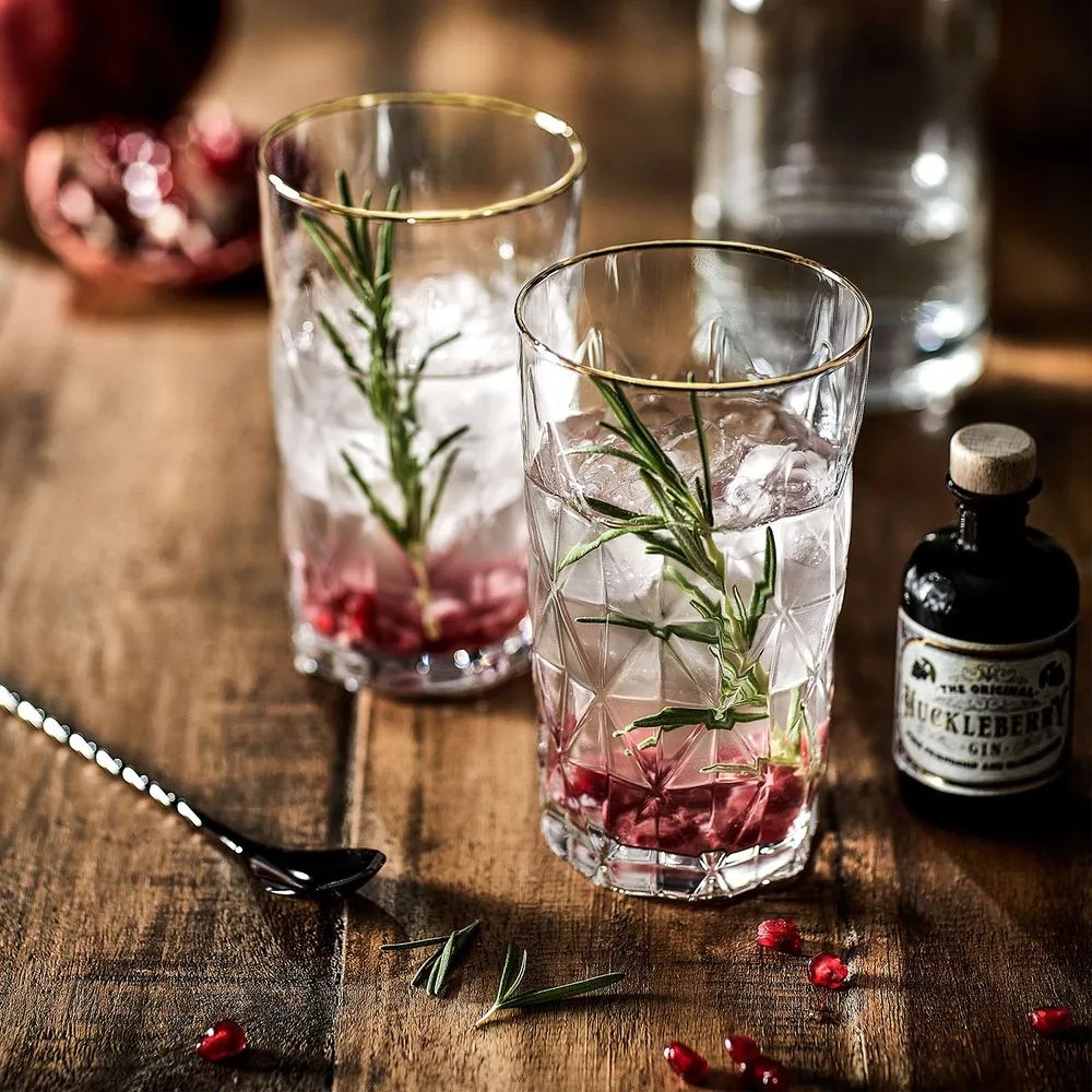 UPSCALE Sklenice na long drink se zlatým okrajem 460 ml