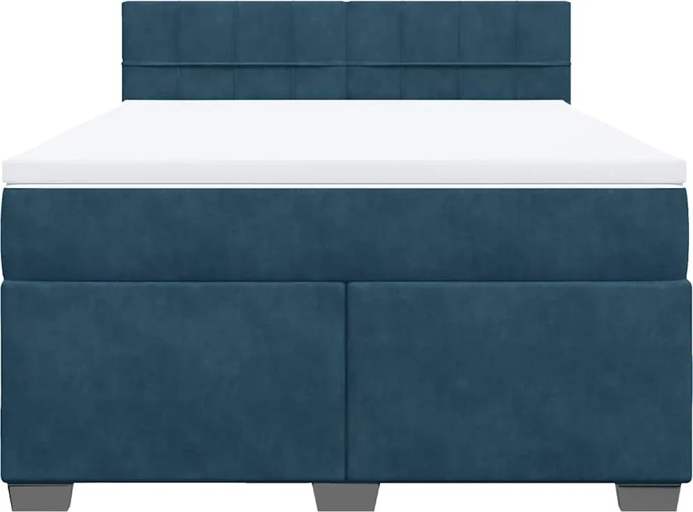 Box spring postel s matrací modrá 140 x 200 cm samet 3288634