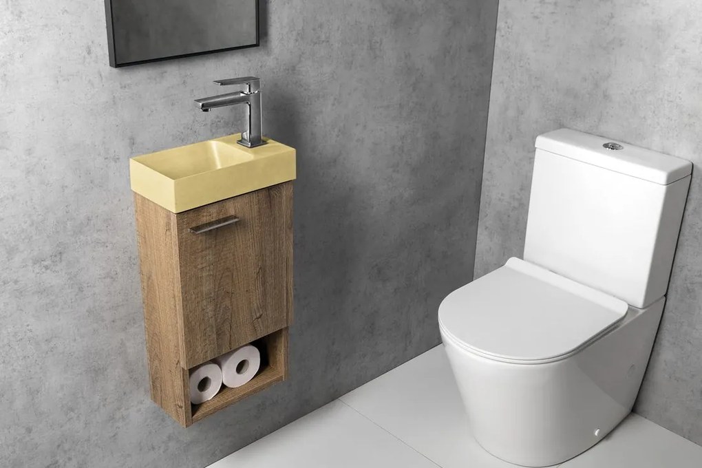 Sapho Piccolino umývátko 30,8 x 10 x 17 cm s otvorem pro baterii vpravo bez přepadu beton žlutá PK30522