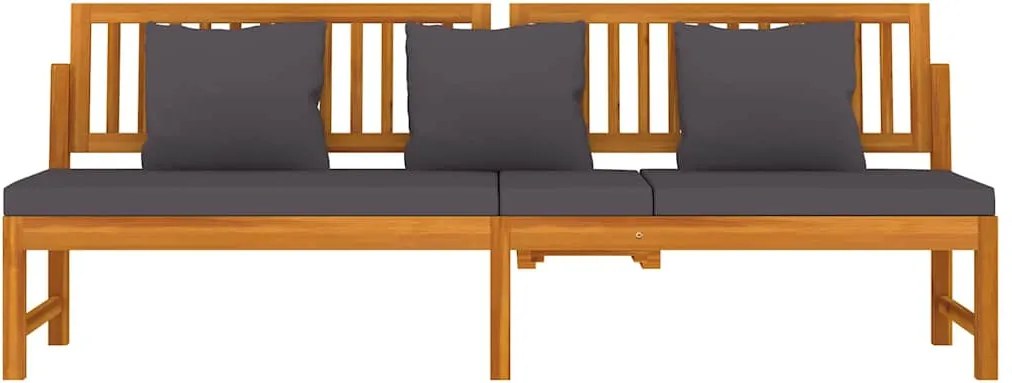 vidaxL Válenda s šedou poduškou 200 x 60 x 75 cm masivní akácie 312145