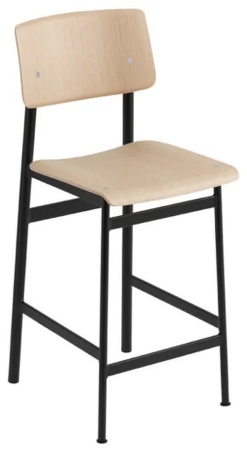 Muuto Barová židle Loft 65 cm, black/oak