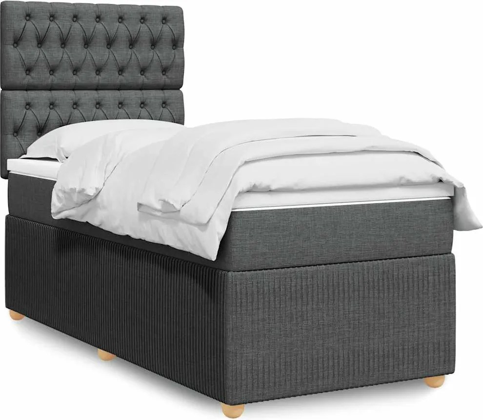 Box spring postel s matrací tmavě šedá 100 x 200 cm textil 3294275