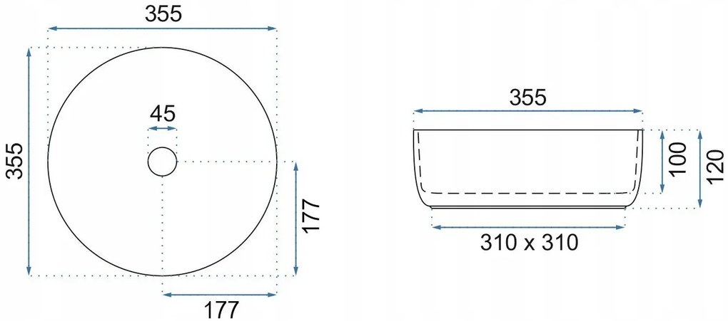 Keramické umyvadlo na desku REA SAMI NATURE MARBLE ø 36 cm mramor lesk