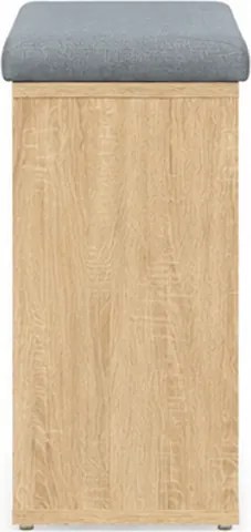 skříňka na boty, botník s polstrováním, lavice, sedací, police, dřevo/látka, 52x84x32 cm, dub sonoma/šedá, Dekorino BS20260020