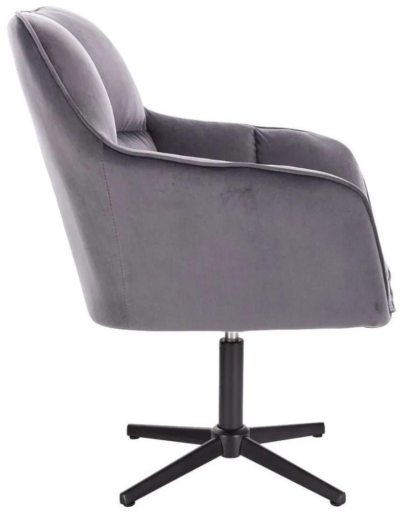 LuxuryForm DESIGN Otočné křeslo AMALFI VELUR na černém kříži - tmavě šedé