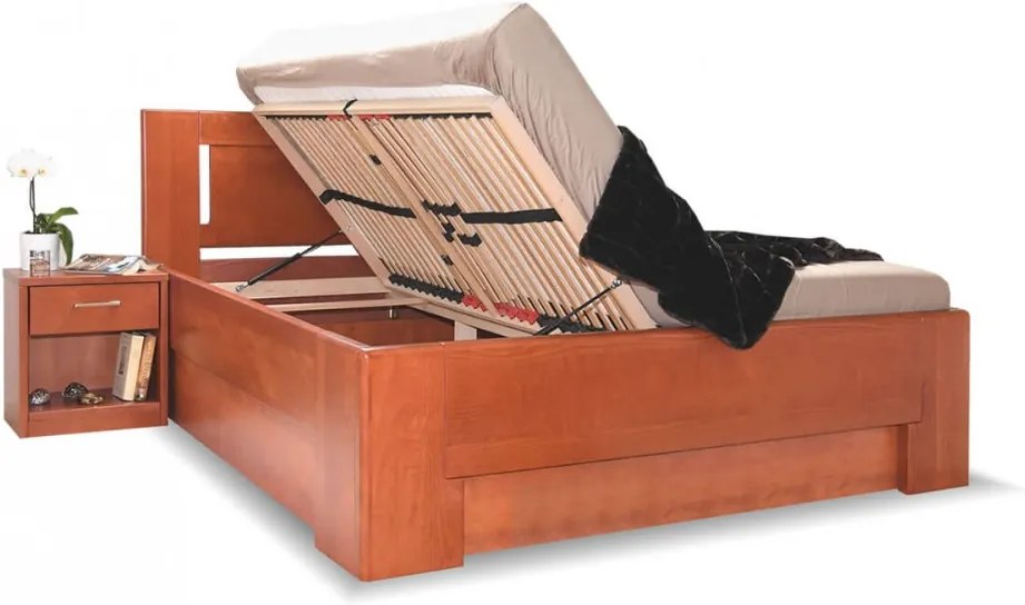 Zvýšená postel s úložným prostorem HOLLYWOOD 1, masiv buk , 160x200 cm