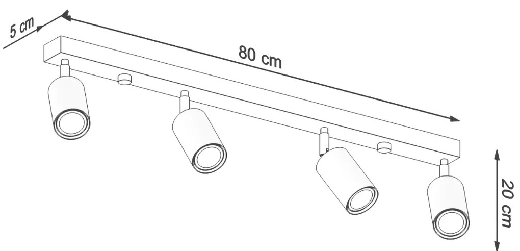 Bodové svítidlo Berg, 4x dřevěné stínítko, (možnost polohování)