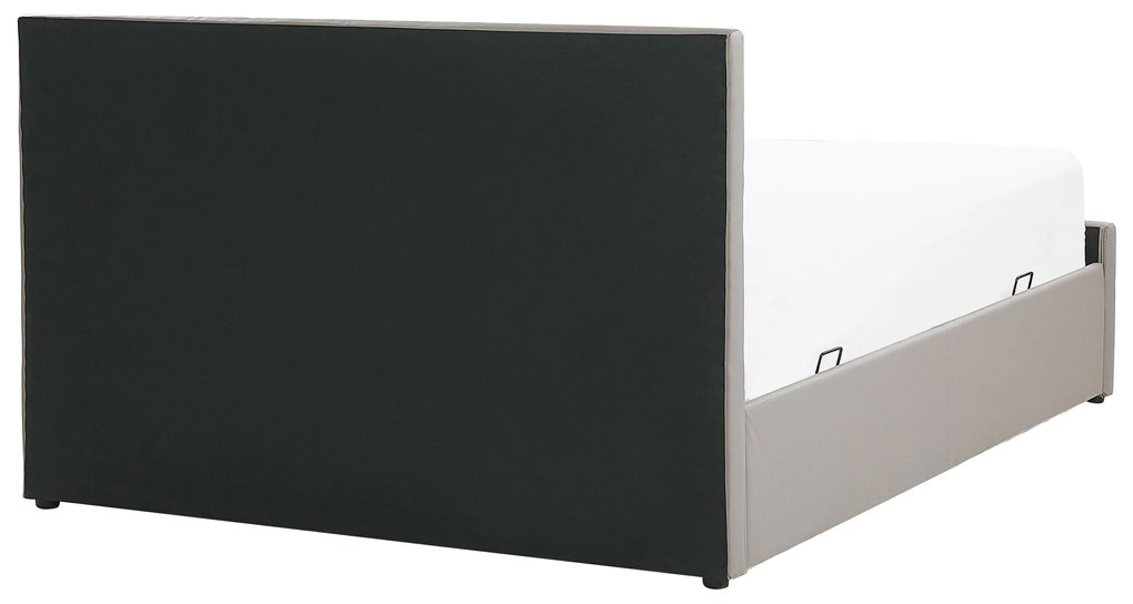 Postel z umělé kůže s úložným boxem 180 x 200 cm béžová a šedá ROCHEFORT Beliani