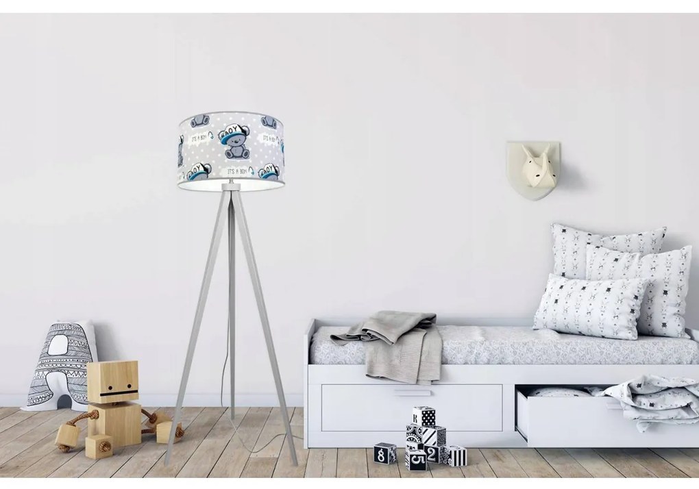 Dětská stojací lampa Cone, 1x textilní stínítko se vzorem, (výběr ze 2 barev konstrukce)