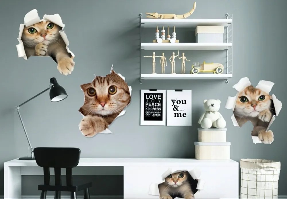 Dekorační nálepka na zeď zvědavé kočky 100 x 200 cm