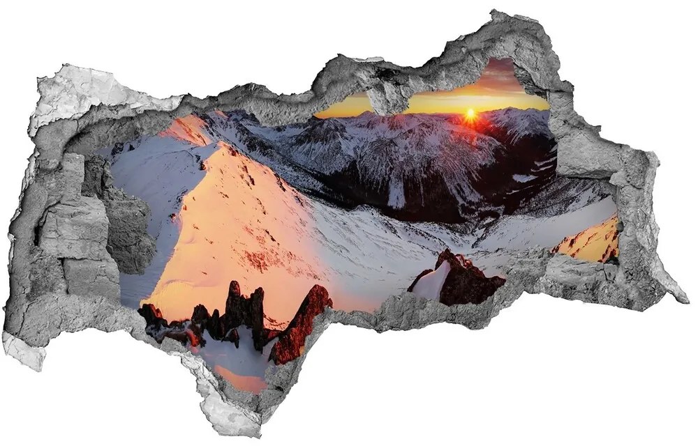 Wallmuralia Samolepící díra nálepka Hory zima 95x73 cm