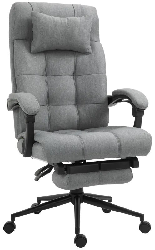 Vinsetto Ergonomická kancelářská židle s polštářovou opěrkou hlavy a podnožkou, světle šedá 66 x 70 x 116-124 cm 921-282GY