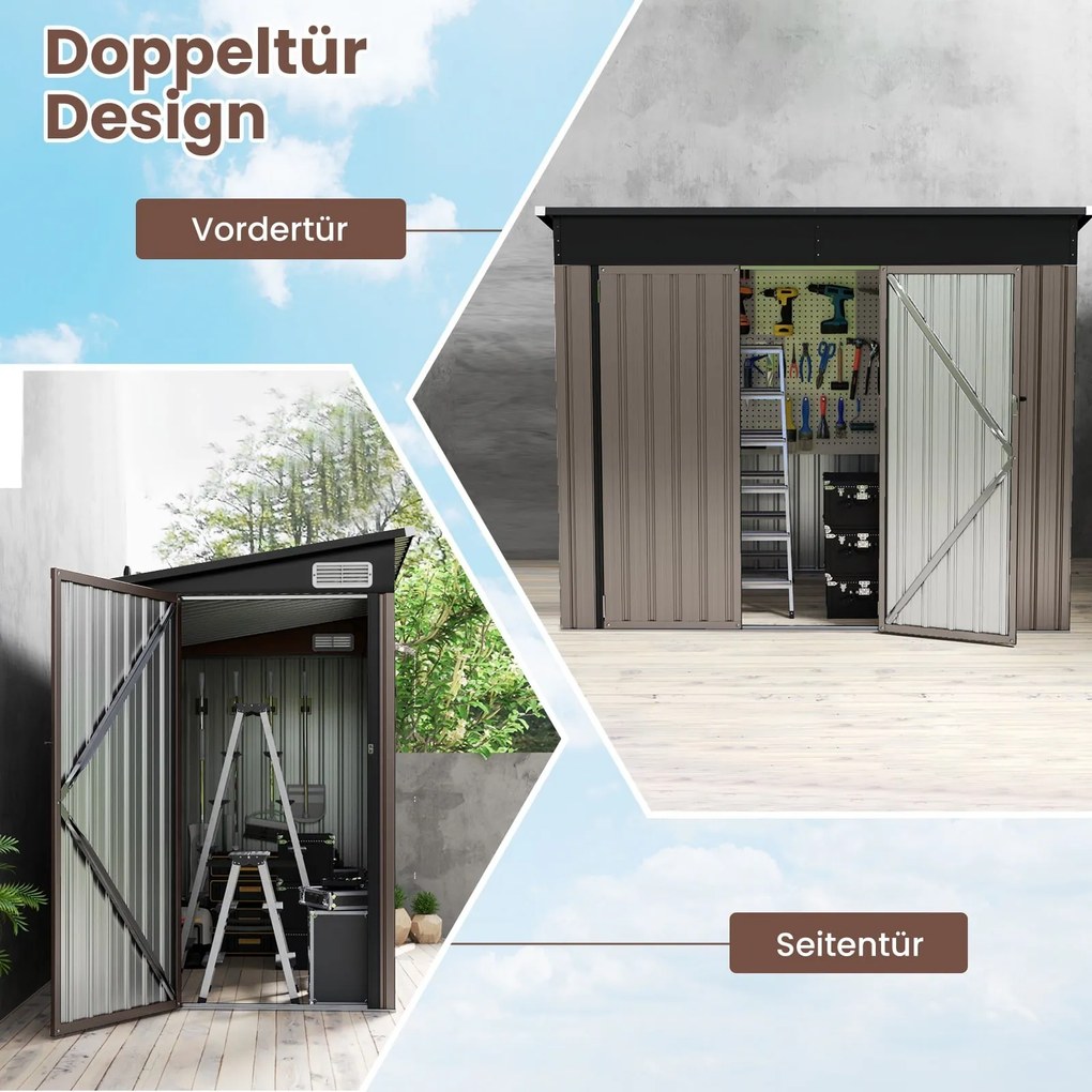 Costway Kovový zahradní přístřešek s předními a bočními – 235 × 117 × 185 cm