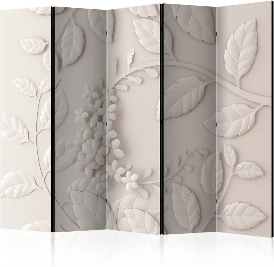 Paraván Paper Flowers (Cream) Dekorhome 225x172 cm (5-dílný)