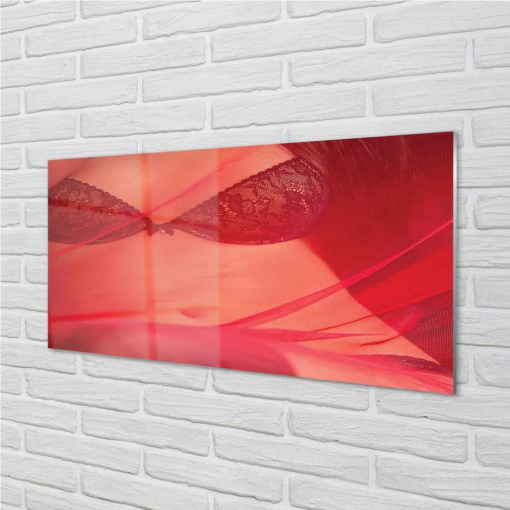 akrylový obraz Žena v červeném tylu 140x70 cm