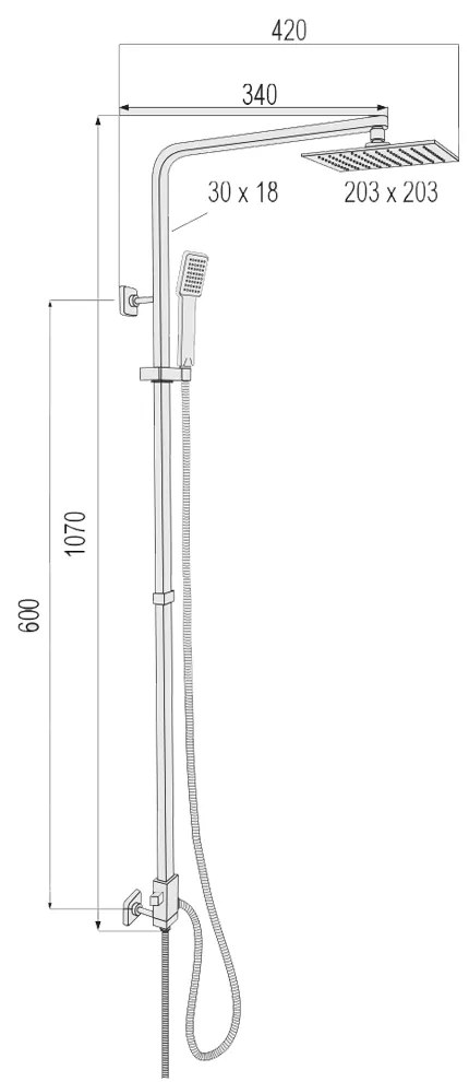 Mereo Quatro sprchová souprava plastová hlavová sprcha a jednopolohová ruční sprcha pochormovaná mosaz chrom CBQ60101SPN