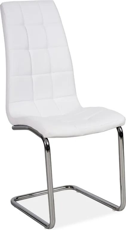 Jídelní židle s čalouněním v bílé ekokůži na kovové konstrukci KN679