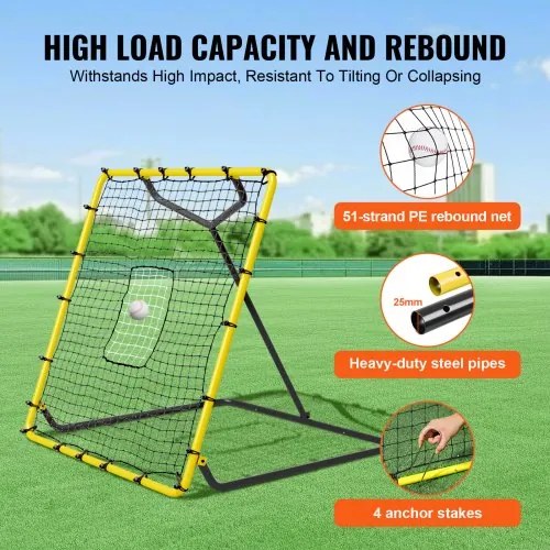 Baseballová a softballová odrazová síť 1,22 × 1,37 m PitchBack Nastavitelné úhly