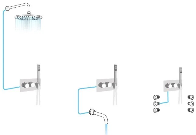 Sapho DIMY podomítková sprchová termostatická baterie s ruční sprchou, 2 výstupy,černá, DM493BL