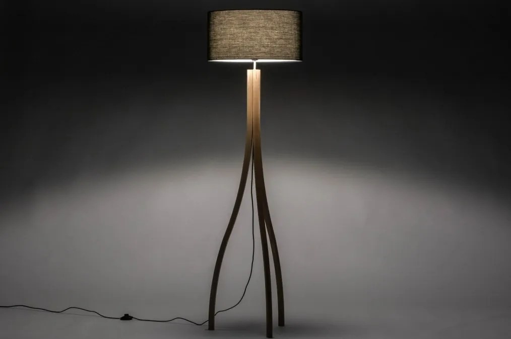 Stojací designová lampa Arbon Black and Wood