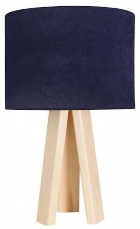Timberlight Stolní lampa Luna modrá + stříbrný vnitřek + dřevěné nohy