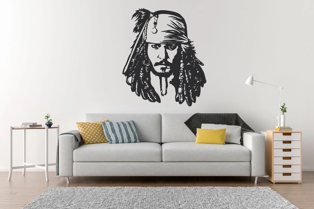 Lepy.cz Samolepka na zeď Jack Sparrow Velikost (šířka x výška): 40x47cm, Barevná varianta: Ledová modrá