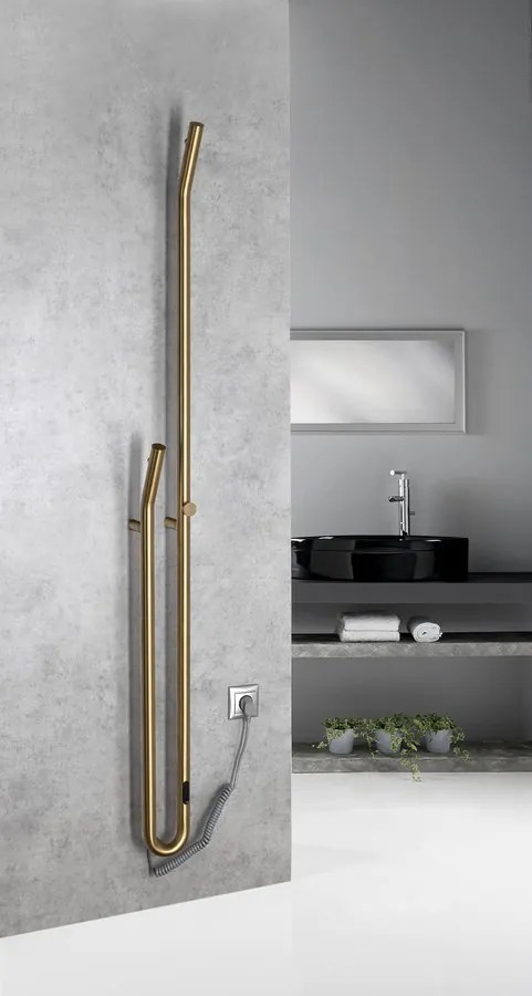 Sapho Sapho, DUOPASSO elektrický sušák ručníků s časovačem, 122x1700mm, 45 W, zlato mat, ER830
