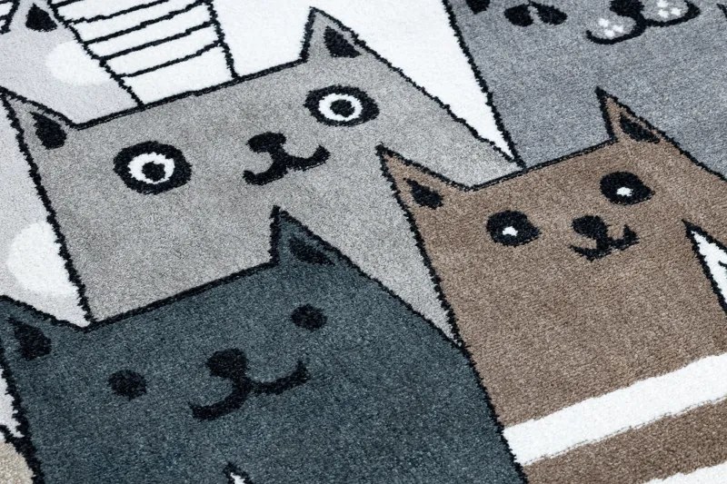 Dywany Łuszczów, Dětský kusový koberec Fun Gatti Cats multi, 200x290, šedá, dětský pokoj