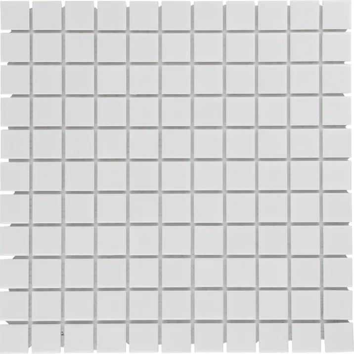 FIN Obklad keramická bílá Mozaika Bílá Mat 25 2,5x2,5 (30,2x30,2) cm - LAM23010