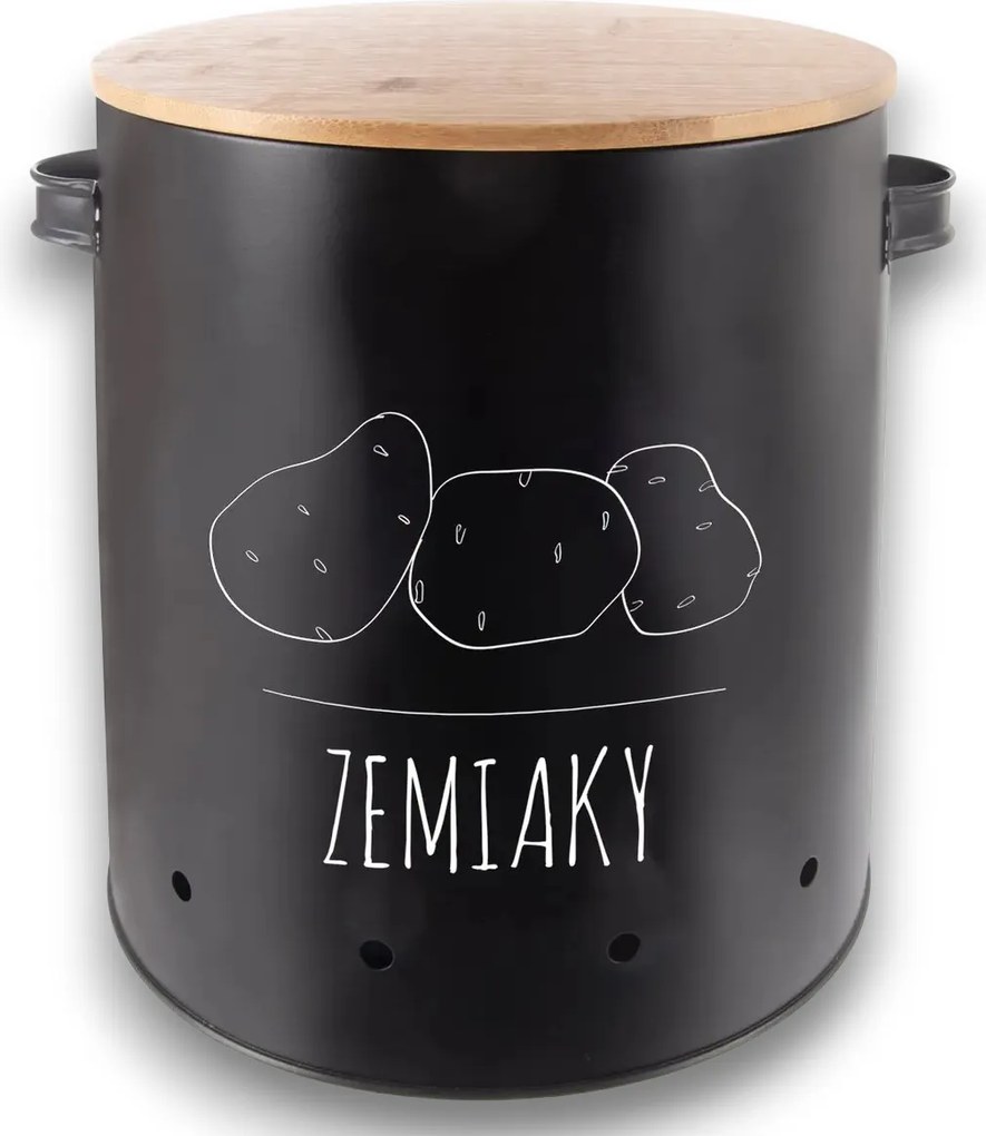 Orion Dóza na brambory, plech/bambus pr. 22,5 cm, BLACK SK