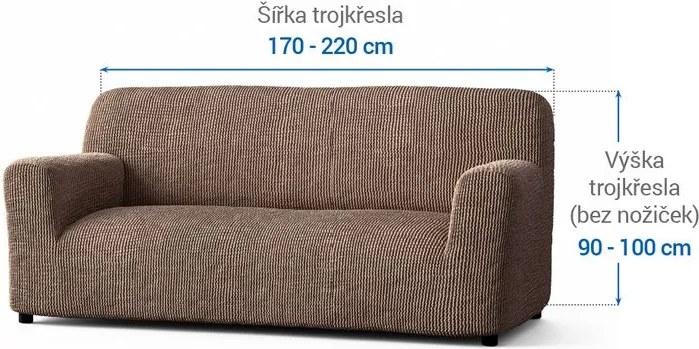 Bielastické potahy COSTINA oříšková trojkřeslo (š. 170 - 220 cm)